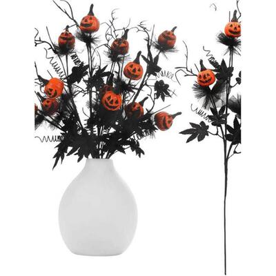 Halloween Decor Artificial Pumpkin Maple Leaf Floral Stems B