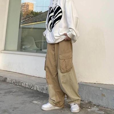 Baggy Black Cargo Pants for Men Khaki Trousers Loose Casual