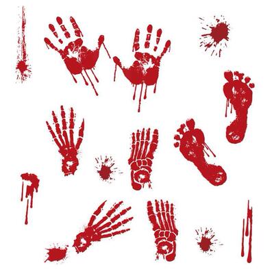 Halloween party decorations blood handprints window stickers