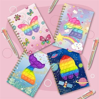 Pop Notebook for Kids, A5 Fidget Girls Diary Journal with 6
