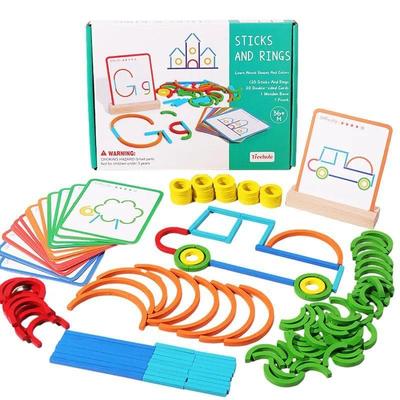 Children Montessori Matching Puzzle Toys Sticks Rings Puzzle