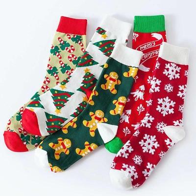 Woman Christmas Socks Funny Xmas Santa Claus Snow Tree Snowf