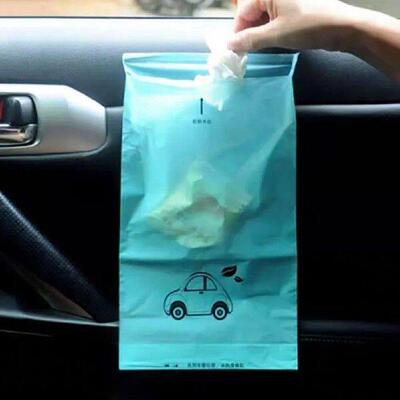 50pcs Vomit Disposable Trash Bag Blue Self Adhesive Car