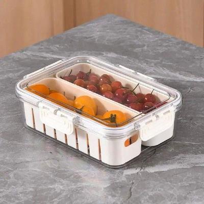 Food Storage Box Double-layer Crisper Box with Drain Basket