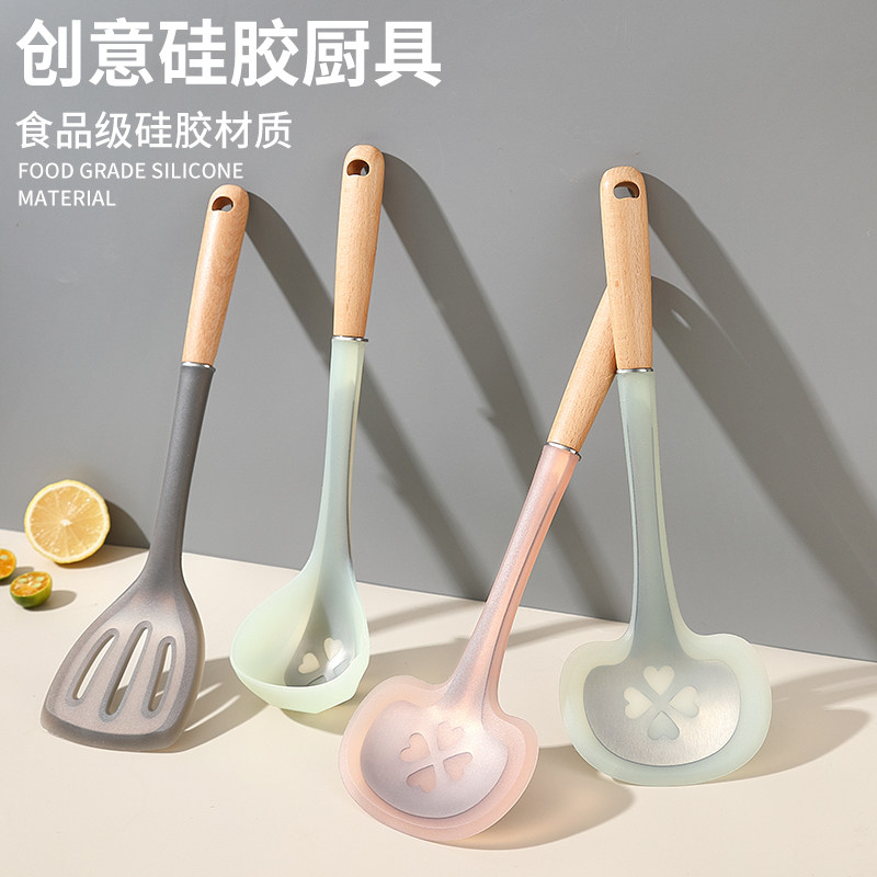 钢芯矽胶锅铲炒菜铲子食品级耐高温不锈钢勺子铲套装全套
