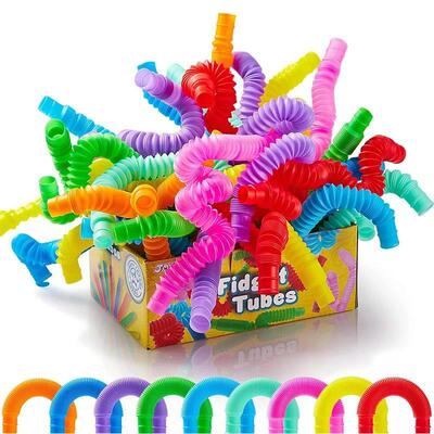8-32Pcs Flexible Pop Tubes Sensory Fidget Toys Sress Anxiety
