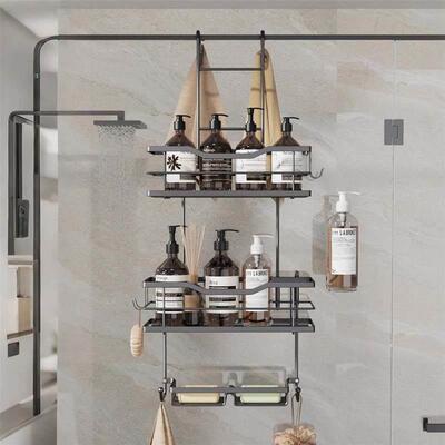 Rear shelf of bathroom door for storage in the bathroom