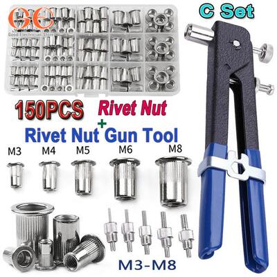 150PCS Rivet Nuts Gun Mandrel Kit M3/M4/M5/M6/M8 or Nut Rive