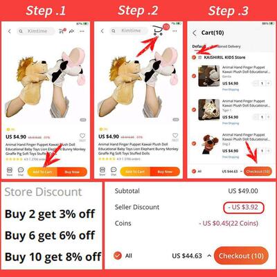 Animal Hand Finger Puppet Plushed Doll Educational Baby Toys