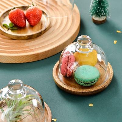 Hotel Dessert Display Set Mini Plates with Wood Glass Tray