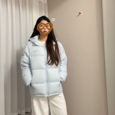 2025新款冬季学院风小个子宽松百搭蓝色连帽棉衣女学生保暖面包服