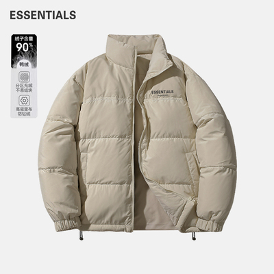 ESSENTIALS官方2025年新款白鸭绒立领羽绒服男女宽松外套保暖潮牌