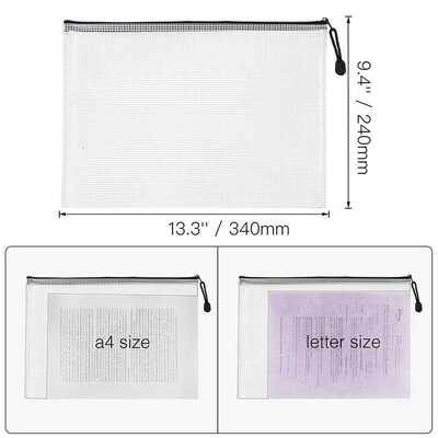 新品18Pcs Plgastic Mesh Zip Document Holder, Letter Size Wat