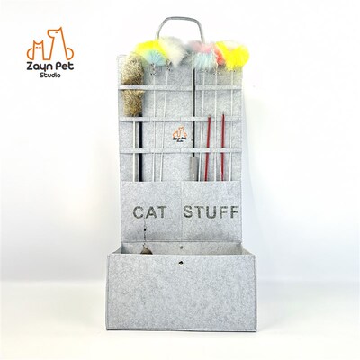 Zayn咱吖丨逗猫棒收纳挂袋 大容量毛毡墙挂式整理多层布袋贴门后