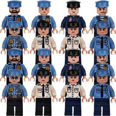 2024新款小颗粒城市警察消防员拼装积木玩具人仔医护员男孩益智
