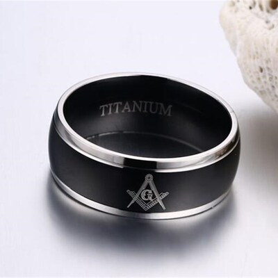 极速10pcs/lot Clamssic 8mm Freemason titanium steel ring pla