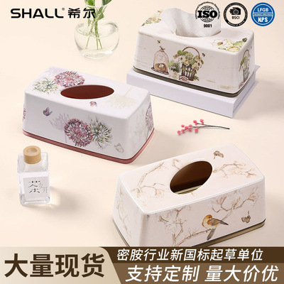 European tissue box, living room, home desktop, creative melamine partition paper box, high-end high aesthetic tea tabl