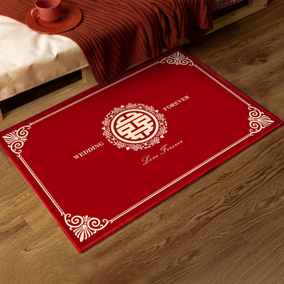 Red door mat, wedding floor mat, entrance door foyer, newlywed foot mat, printed festive mat, New Year decoration mat