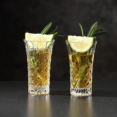 Bullet glass, high transparency glass, sword flower straight body, whiskey, white soju, strong wine glass, flared one m