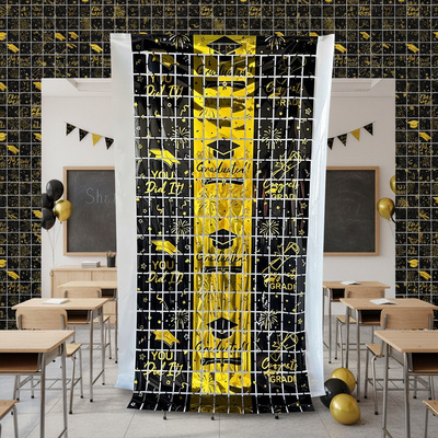 Graduation Season Square Rain Silk Curtain Party Decoration Aluminum Foil Door Curtain Bachelor's Hat Graduation Theme