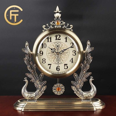 胖匠欧式钟表轻奢金属座钟客厅家用时尚台式台钟摆件卧室乔迁新居