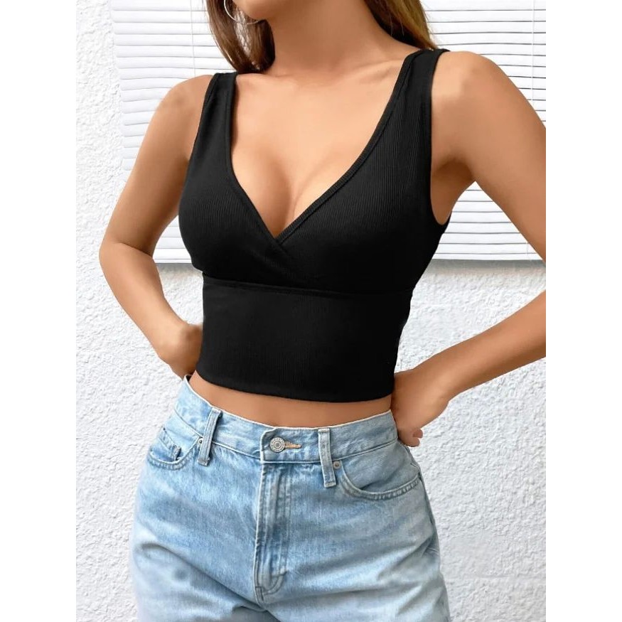 露脐吊带上衣女Solid color crop top with exposed navel straps