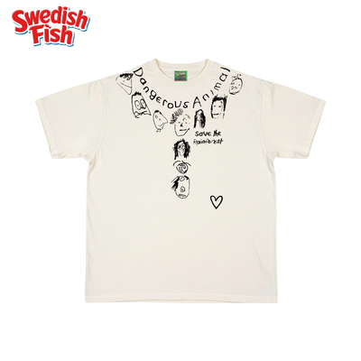 interesting灵魂！厚重感卡通街头亚文化oversize奢潮拼接短袖T恤