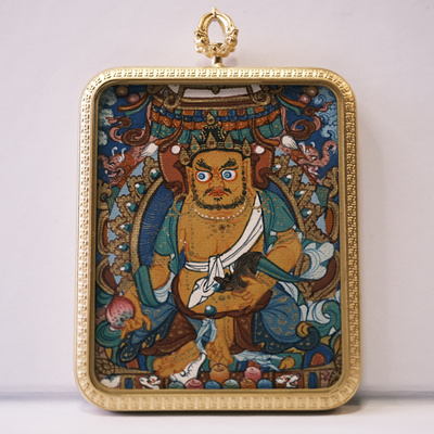 唐卡 黄财神 西藏拉萨一级画师次仁 矿物颜料纯手绘