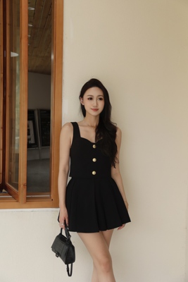 无袖吊带背心A字半身短裙子