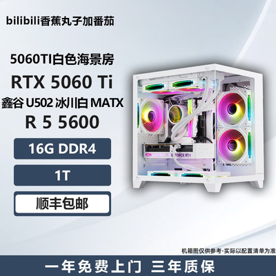 【5060TI白色海景房】5600/13400F/12600KF电竞游戏电脑主机