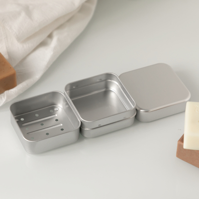 便携旅行沥水双层铝制皂盒皂托