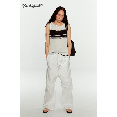 ISSIofficial条纹船领毛织背心