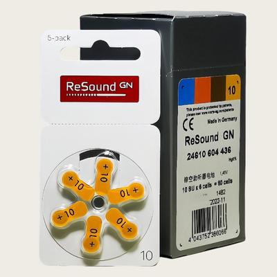 60粒德国进口ReSound瑞声达助听器电池A10峰力唯听斯达克奥迪康用