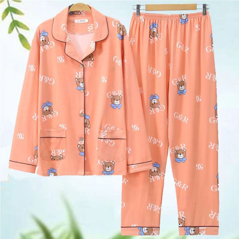 春秋季睡衣女款纯棉长袖大码月子服卡通女士青年家居服套装可外穿