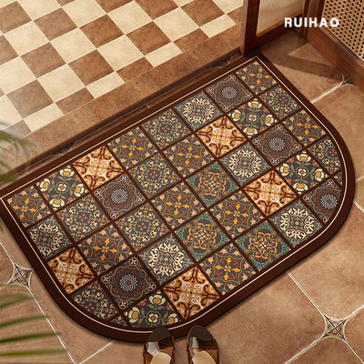 复古美式花砖浴室加厚地垫