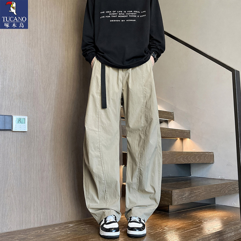 啄木鸟男士新款春秋季工装阔腿裤男运动宽松百搭休闲青少年长裤潮