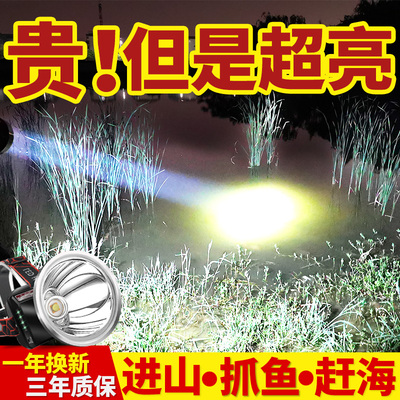 夜钓鱼头灯强光充电头戴超长续航手电筒Head mounted flashlight