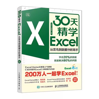 正版30天精学Excel 从菜鸟到数据分析高手 人民邮电 ExcelHome表格制作教程函数公式大全财务从入门到精通处理透视表应用大全书籍
