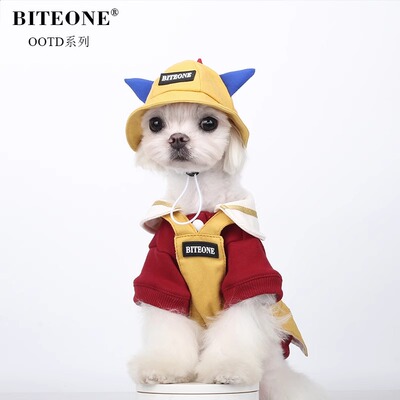 BITEONE【涂鸦幼稚园】猫咪狗狗衣服秋冬新款帽子衣服吊带