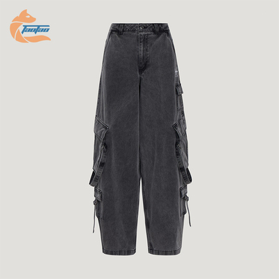 Adidas/阿迪达斯正品三叶草女士多口袋工装经典牛仔运动裤KU9535