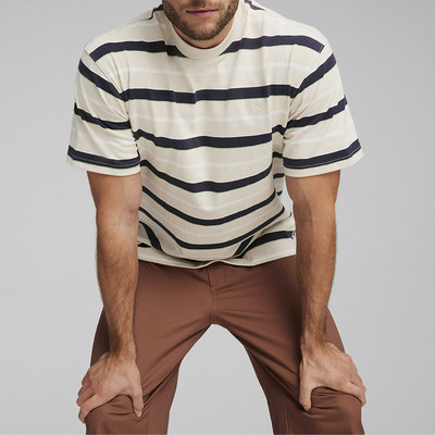 Puma/彪马正品MMQ STRIPED TEE男士圆领透气条纹休闲时尚短袖