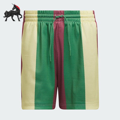Adidas/阿迪达斯正品三叶草男女情侣款条纹透气短裤IY7393