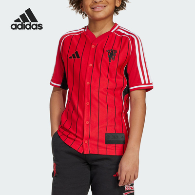 Adidas/阿迪达斯正品MANCHESTER大童条纹美式运动透气衬衫JN2908