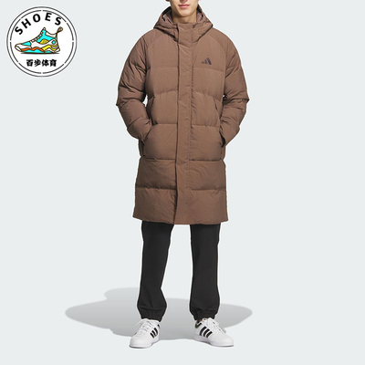 Adidas/阿迪达斯正品2025男女长款梭织运动保暖连帽羽绒服KQ5517