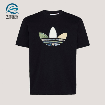 Adidas/阿迪达斯正品三叶草男士松弛感宽松经典日常印花T恤KW5671