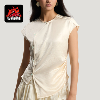 Adidas/阿迪达斯正品三叶草女士新中式缎面经典休闲短袖T恤KY5745