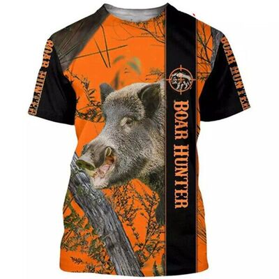 Camo Hunting Animals Wild Boar Men T-Shirt 3D Print Sport Sh