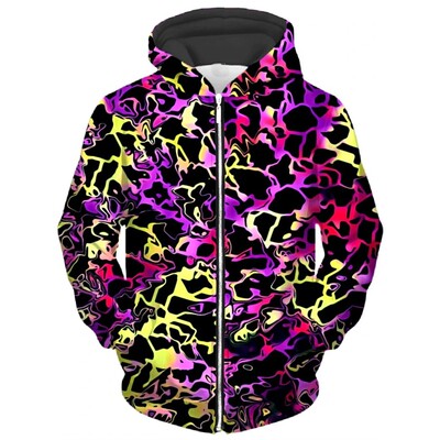 New Psychedelic Graphic Zipper Hoodie For Men Fashion Casual