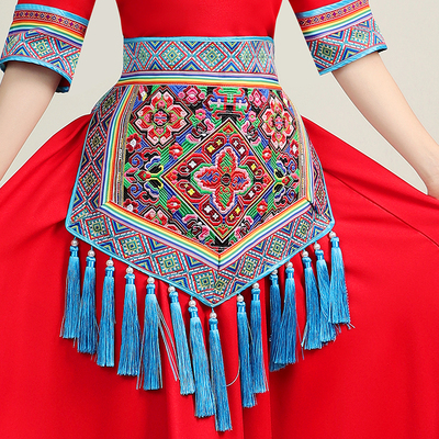 新款少数民族围腰苗族彝族土家族瑶族侗族配女款搭刺精致绣流苏