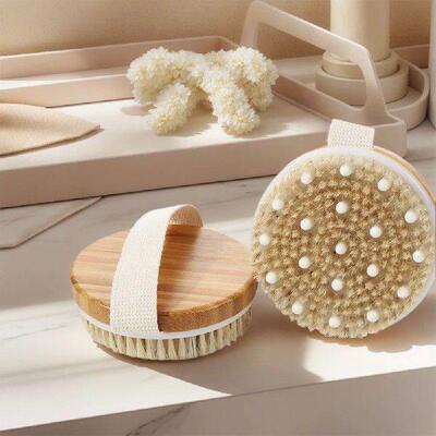 Exfoliating Brush Round Dry Brushing Body Scrubber Shower